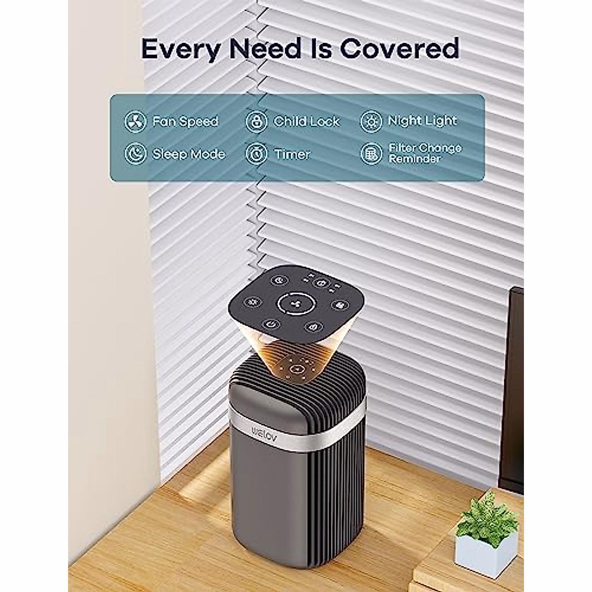 Air Purifiers for Bedroom: Welov H13 True HEPA Air Purifiers for Pets Allergens Removal to 0.1 Microns, 23db Quiet, Night Light, Air Cleaner Odor Eliminator for Pet Hair Pollen Smoke Dust, Ozone Free