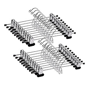 Better to U 13 Inch Stackable Metal Pants Hanger 20 Pack, Space-Saving Hanger with Non-Slip Adjustable Big Clips, Skirt Trousers Hanger Add-on Hook for Jeans Slacks Boutique