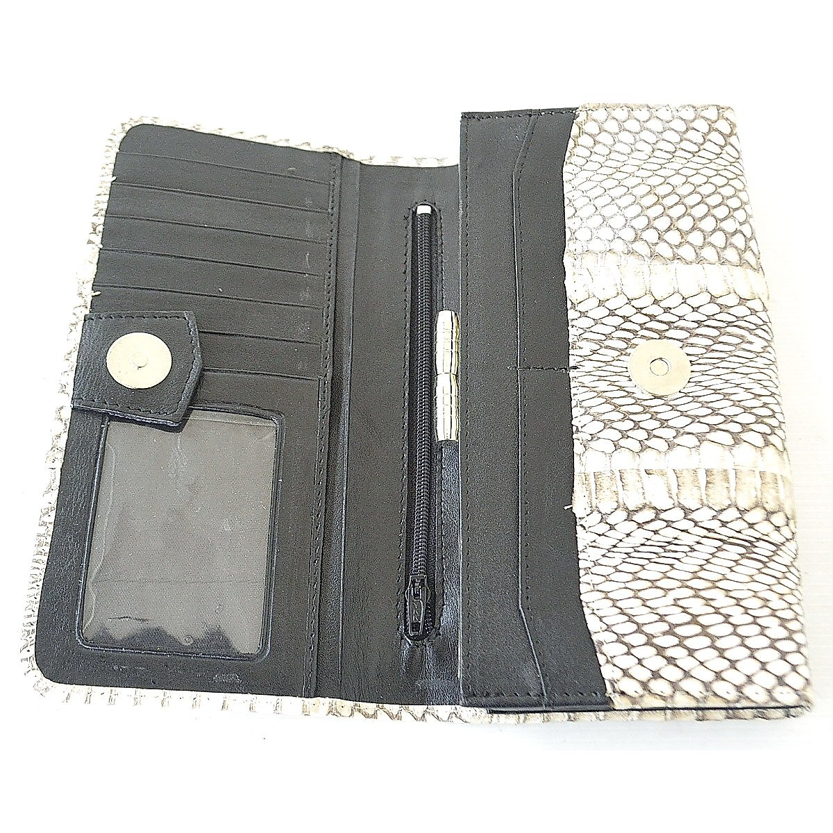 Authentic Snake Skin Women's Long Bifold Cobra Snake W/Head Purse Wallet