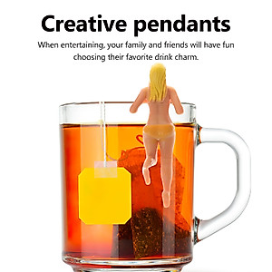 TOYANDONA Wine Glass Charms Drink Markers Hanging Ornament Identify Label Cup Action Figurines Doll Bikini Buddies for Cocktail Wedding Mininature Cake Topper