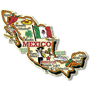 Mexico Jumbo Country Map Magnet by Classic Magnets, Collectible Souvenirs Made in The USA