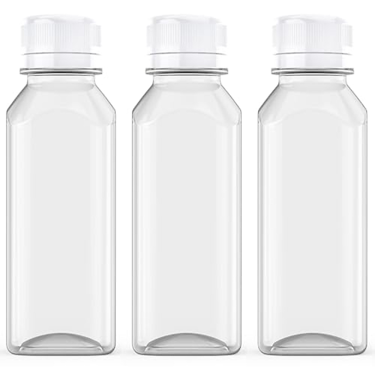 Axe Sickle 6 Pcs 16 Ounce Juice Bottles Plastic Beverage Bottles Containers with Tamper Evident Caps Lids White for Milk, Juice, Drinks and Other Beverage Containers