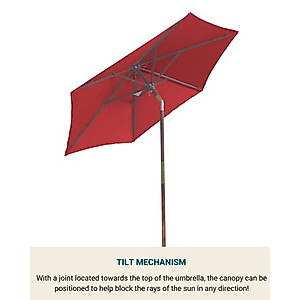 Formosa Covers 7.5 ft Outdoor Patio Umbrella Market Style with Crank & Tilt, Aluminum Anti-Rust Pole with Flexible Fiberglass Ribs - Perfect for Patio, Deck, Small Bistro, and Pool - Red