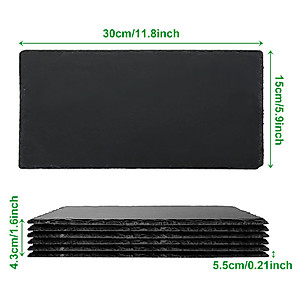 EATHEATY 6 PACK 12x6 Inch Large Slate Cheese Board, Natural Stone Serving Plates, Black Charcuterie board Cutting Board, Gourmet Serving Platter Tray for Cheese Sushi Pastry bread Snack Meat Pastry