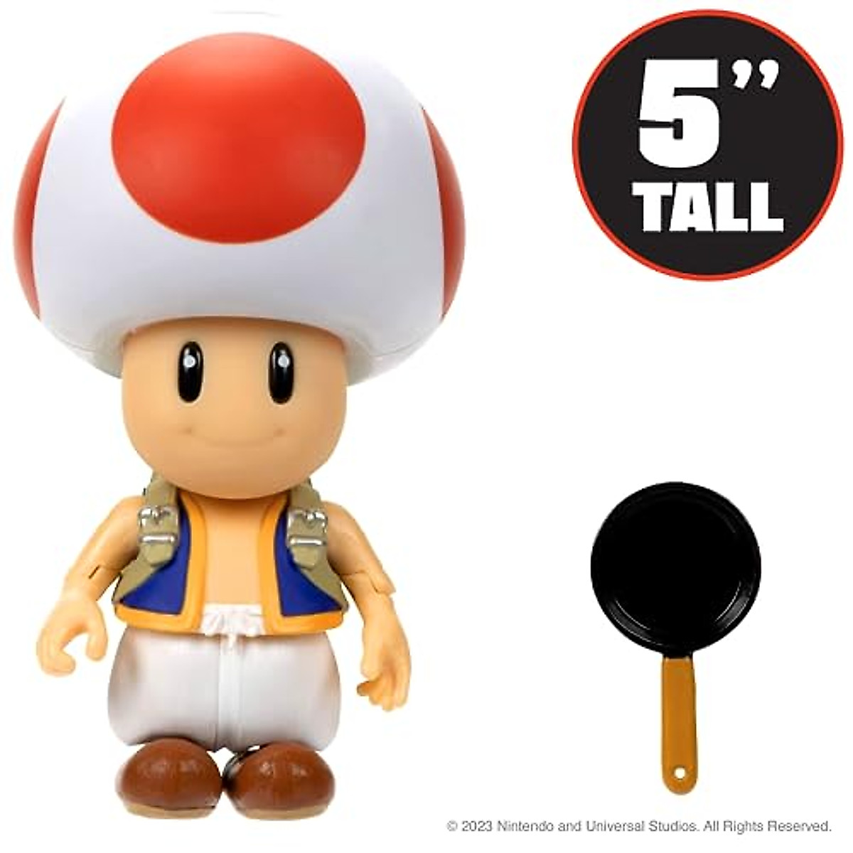 THE SUPER MARIO BROS. MOVIE - 5 Inch Action Figures Series 1 – Toad Figure with Frying Pan Accessory