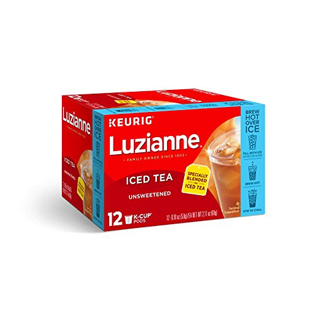 Luzianne Unsweetened Iced Tea, Single Serve K-Cup Pods, 12 Count