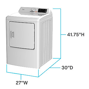 Avanti Front Load Free Standing Natural Gas Clothes Dryer Machine, Full Size 10 Automatic Cycles with Dryness Settings and Reversible Door Option, 6.7 cu.ft. , White