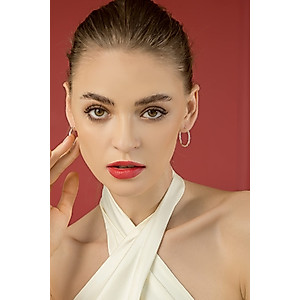 Sterling Silver Hoop Earrings, Twisted Round Design, High Polish Finish with Click-Top Closure, Tarnish and Nickel Free, 25mm Diameter