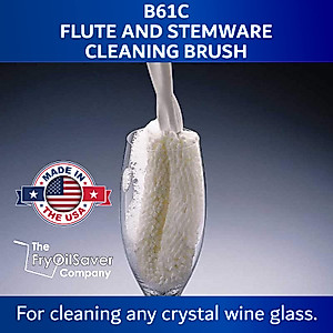 Flute and Stemware Wine Glass Cleaning Brush, Non-Scratch Soft Foam Bristles & Dishwasher Safe, Glass Cleaner Brush for Crystal Glasses, Champagne Glass Bottle, Mugs & Tumblers by FryOilSaver Co. B61C