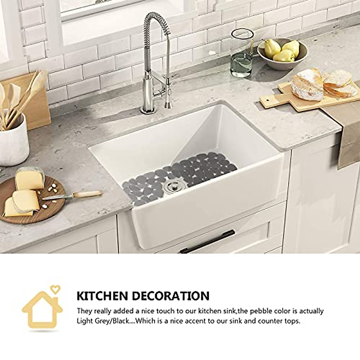 OTHWAY 2Pcs Kitchen Sink Mats, 15.8" x12" Scratch Free Sink Protector for Stainless Steel/Porcelain Sink, Pebble Design Quick Drain Dish Drying Mat, a Nice Touch for Your Kitchen