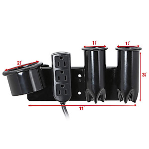 Saloniture Blow Dryer & Hair Iron Holder - Salon Appliance Rack w/ 3 Outlets & Clamp