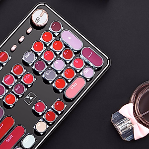 Corn K520 Lipstick Mechanical Gaming Keyboard Metal Panel Round Retro Backlit 104 Keys USB Wired Blue Switch for Desktop, Laptop