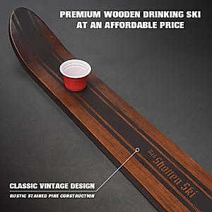 GoPong Slamski - Retro and Vintage Wood Design 4 Person Drinking Ski with 50 Plastic Shot Glasses