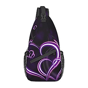 Fashional Purple Hearts High Storage Capacity Chest Bag Diagonally Sling Backpack Crossbody Shoulder Bag for Men Women