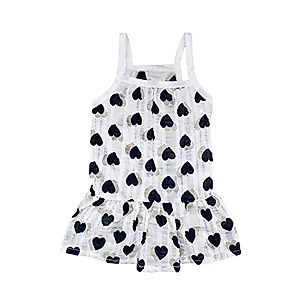 QWINEE Heart Print Dog Cat Dress Dog Princess Dresses Party Birthday Puppy Tutu Skirt Chihuahua Teddy Pomeranian Dress Pet Clothes for Small Medium Large Dogs Cats Kittens Black and White M