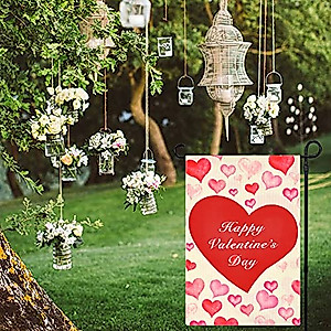 Valentines Day Garden Flag Vertical 12 x 18 Inch Double Sided Love Heart Valentine’s Day Garden Flag for Yard Outdoor Decoration