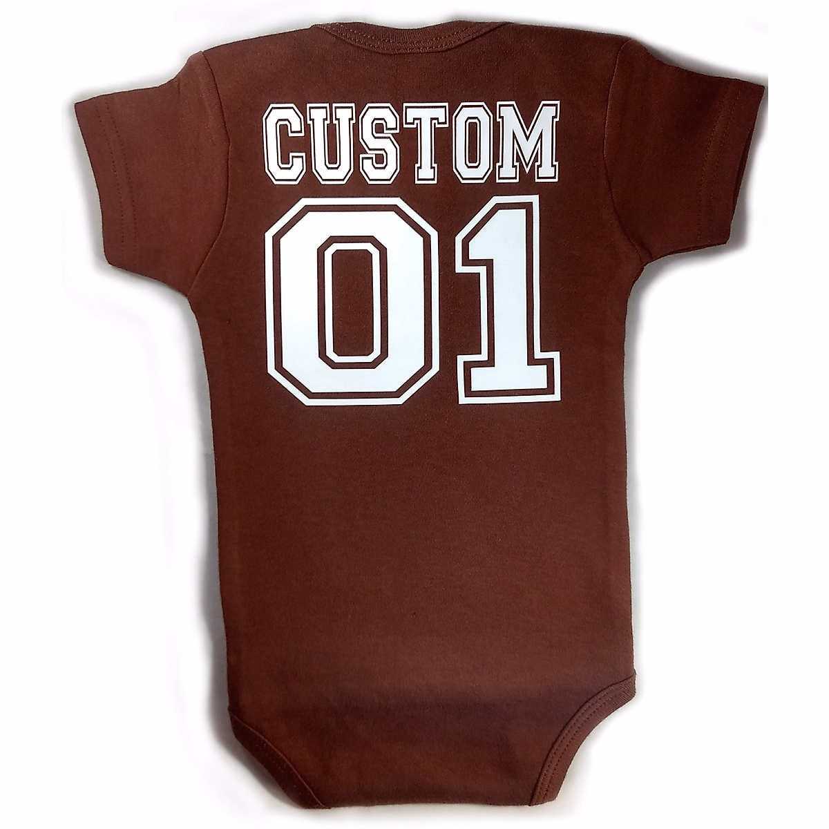 Baby Football with Custom Personalized Back Lettering Bodysuit Outfit Brown Unisex (12-18 Months (Large))