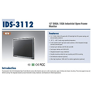 (DMC Taiwan) 12.1 inches SVGA 450 cd/m2 LED Open Frame Monitor with Res. Touch