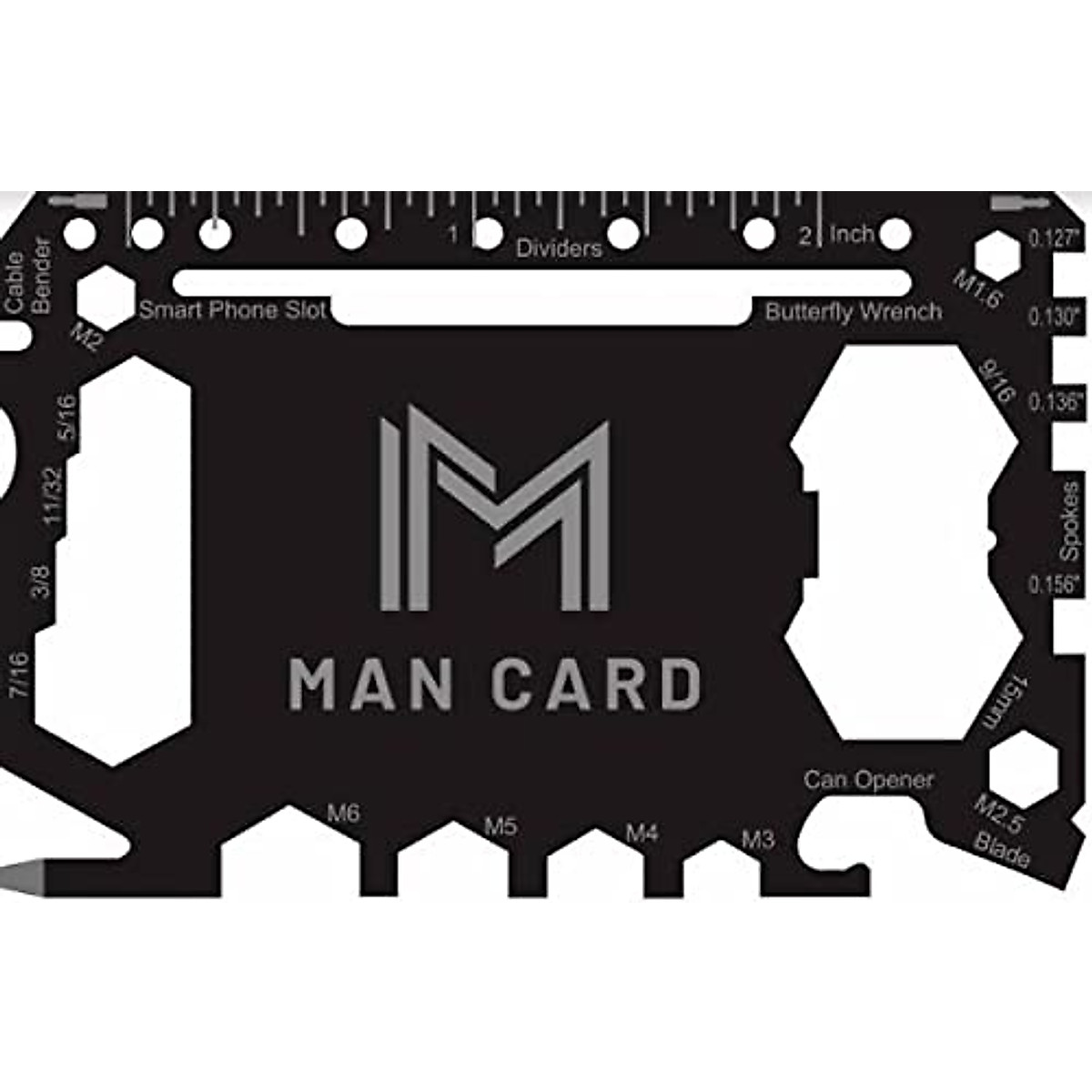 Man Card - 46 in 1 Ultimate Credit Card Multitool, Tactical Survival Tool, Great for Quick Repairs - Camping Gear, Outdoor Gadget, Valentine's Day Present, or Father's Day Gift (Black)