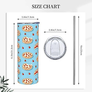Tangopi Pizza 20 oz Tumbler with Lid and Straw Insulated Travel Coffee Mug Reusable Spill Proof Coffee Cups Stainless Steel Water Bottle for Hot and Cold Drinks