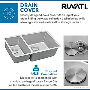 Ruvati 32-inch Undermount Kitchen Sink 30/70 Double Bowl 16 Gauge Stainless Steel - RVM5307