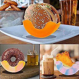 Yecrego 3Pcs Washable Retractable Hamburger Holders, Reusable Burger Mold Silicone Rack Brackets Contact-Free Anti-Dropping Burger Fixed Box Dip Clip Sauce Holder for Car