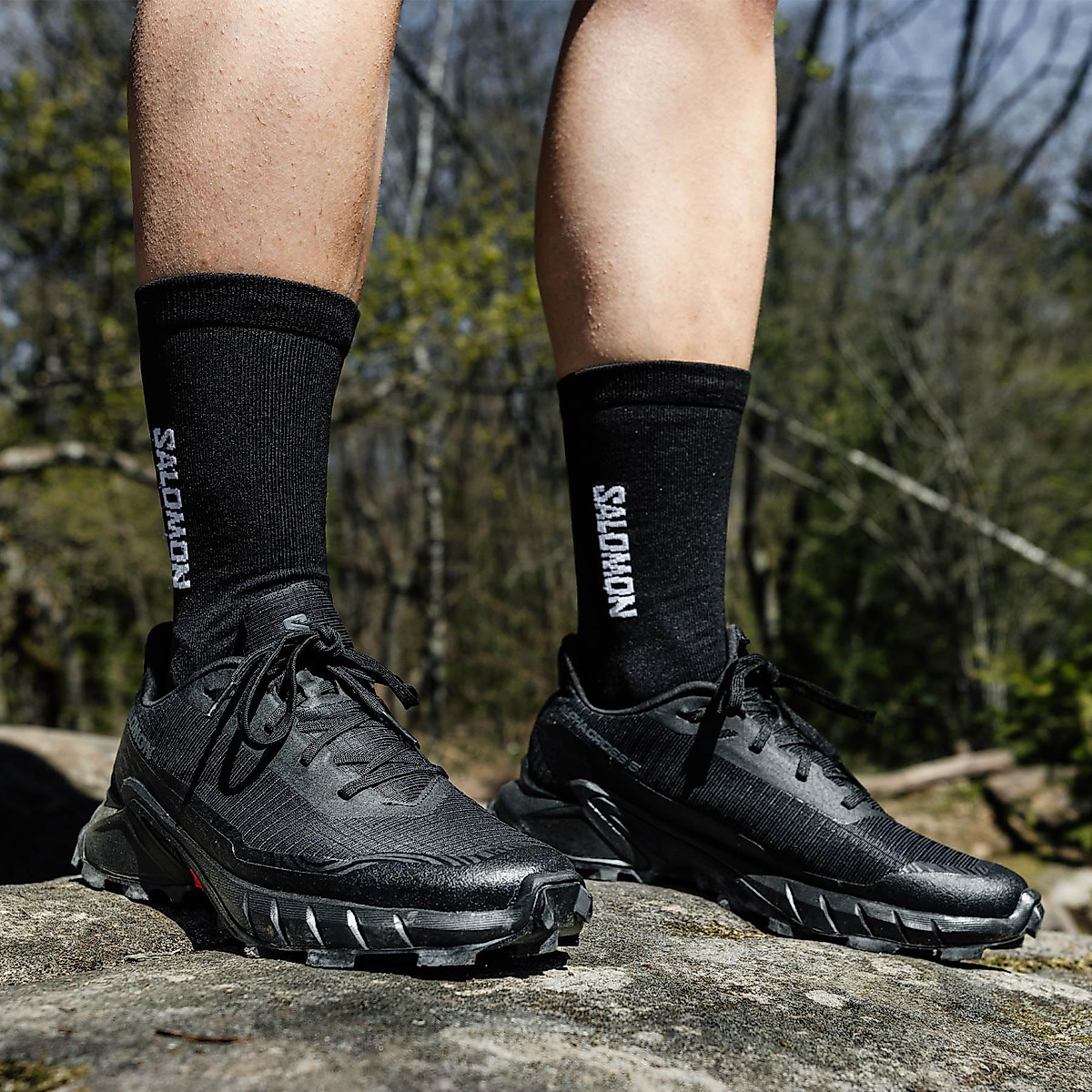 Salomon Women's ALPHACROSS 5 Trail Running Shoes for Women, Black / Black / Ebony, 6.5