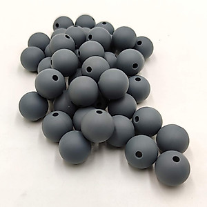 100pcs Dim Gray Color Silicone Round Beads Sensory 15mm Silicone Pearl Bead Bulk Mom Necklace DIY Jewelry Making Decoration