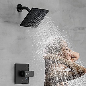 Esnbia Tub Shower Kit, Bathtub Shower Faucet Set（Valve Included) with 6-Inch Rain Shower Head, Single-Handle Shower Trim Kit, Matte Black