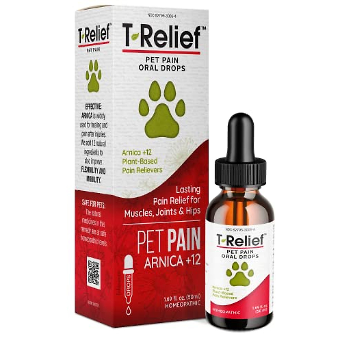 T-Relief Pet Pain Relief Drops Arnica +12 Powerful Natural Medicines Help Reduce Muscle Joint & Hip Pain Soreness Stiffness Injuries in Dogs & Cats - Fast-Acting Soother - 1.69 oz
