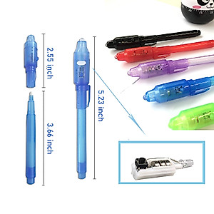 SCStyle Invisible Ink Pen 7Pcs,Spy Pen Marker Kid Pens for Writing Secret Message Pen Valentines Day Easter Day Halloween Christmas Birthday Party Bag Gift,Invisible Ink Pens with UV Light for Kids