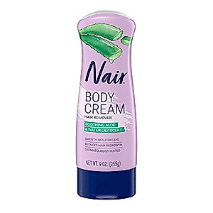 Nair Hair Removal Body Cream With Aloe and Water Lily, Leg and Body Hair Remover, 9 Oz Bottle