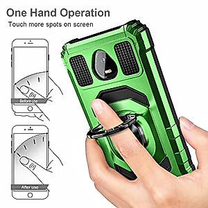 WDHD Compatible with Schok Volt Case SV55 SV55216 with Tempered Glass Screen Protector (Maximum Coverage), Full-Body Protective [Military-Grade], Magnetic Car Ring Holder Cover Case (Green)