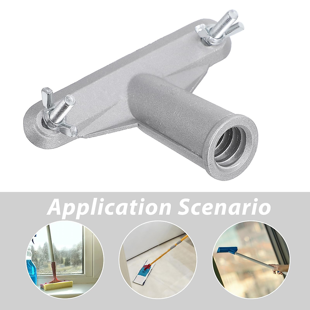 jojofuny Broom Handle Bracket with Broom Handle Adapter and Handle Mounting Brackets, Pole Handle Adapter Broom Head Bracket Connecting