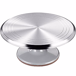 12 Inch Round Aluminum Revolving Cake Decorating Stand,Cake Turntable, Rotating Cake Stand,for Cake,Pastries and Cake Decorations