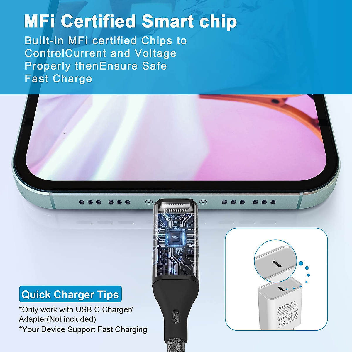 Extra Long iPhone 13 USB C Charger Cable 26FT/8M, [Apple MFi Certified] USB-C to Lightning Cable, Power Delivery Fast Charging iPhone Cord for iPhone 13 Pro 12 Pro Max 12 11 X XS XR 8 Plus