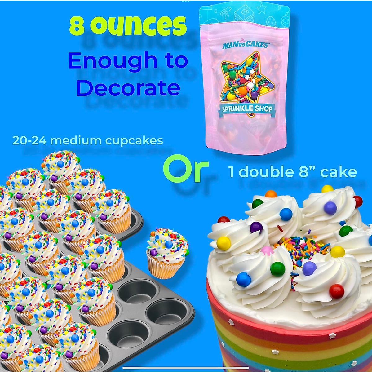 Sprinkles | 8 oz | Gold sugars | Manvscakes | Star sugar