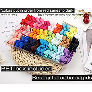 CELLOT Baby Hair Clips Baby Girls Fully Lined Baby Bows Hair Pins Tiny 2" Hair Bows Alligator Clips for Girls Infant Toddlers (2 Inch (Pack of 50), 25 Colors In pairs)
