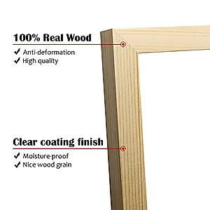 KINLINK 11x14 Picture Frames Natural Wood Frames with Acrylic Plexiglass for Pictures 5x7/8x10 with Mat or 11x14 without Mat, Tabletop and Wall Mounting Display, Set of 4