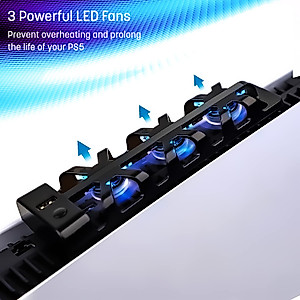 PS5 Cooling Fan, External PS5 Accessories Fan Cooler with USB Port, Suitable for Sony Playstation 5 Digital Version and Optical Drive Version Consoles