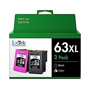 LxTek Remanufactured Ink Cartridge Replacement for HP 63 63XL Compatible with HP Officejet 5255 5258 5260 3830 Envy 4520 4516 DeskJet 1112 2132 3632 Printer Tray, 2 Pack (1 Black, 1 Tri-Color)