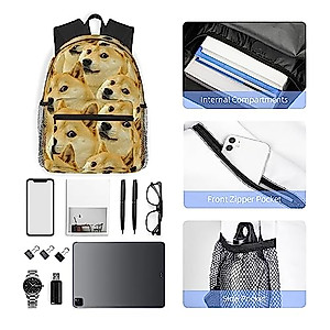 OUSIKA Mr Doge Meme Printed Casual Backpack Bag Lightweight Laptop Backpack Travel Daypack