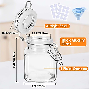 SKOCHE Spice Jars 15 Pack - 4 oz Small Glass Jars with Airtight Hinged Lids, Spice Herb Jars with Labels and Silicone Funnels, 4oz Glass Jars with Lids Ideal for Spice Herbs
