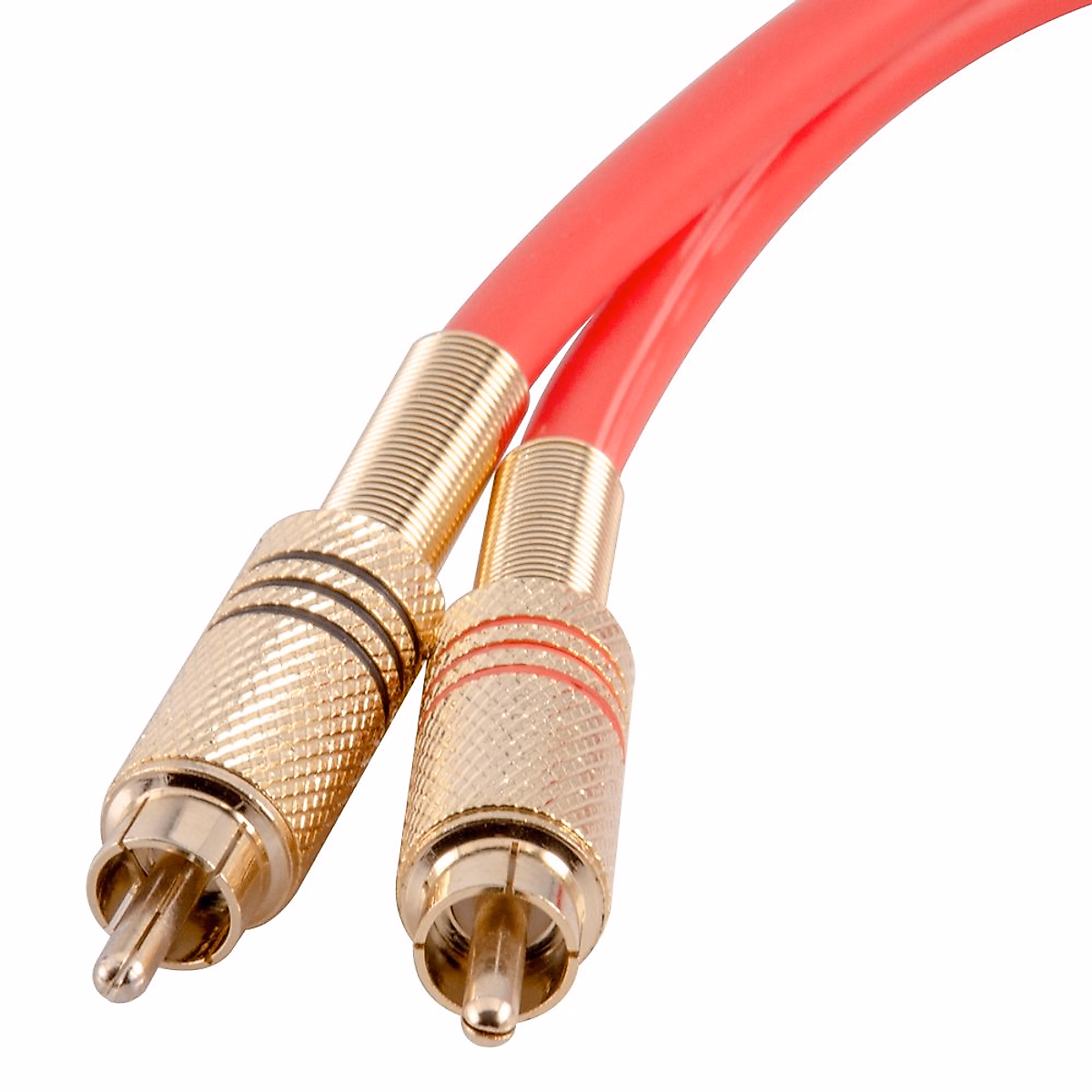 Seismic Audio Speakers Premium 2 Foot Dual RCA Male To Dual RCA Male Audio Patch Cable, Red Color Cable, 2RCA to 2RCA Audio Cord