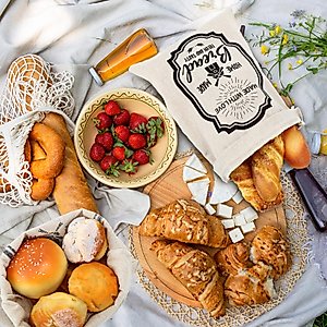 Vesici 8 Pcs Large Linen Bread Bag for Homemade Bread Reusable Bread Container and Saver Drawstring Bread Storage Bags Unbleached Bread Storage Container Keeper for Bakery 12" x 15" (Stylish Style)