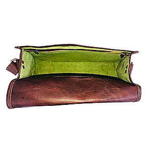 cuero 14 Inch Leather Crossbody Satchel Ladies Purse Women Shoulder Bag Tote Travel Purse Genuine Leather (brown)