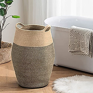 YOUDENOVA Large Woven Rope Laundry Basket, 105L Tall Dirty Clothes Hamper with Handles Storage Blankets, Toy for Bedroom, Living Room - Jute Brown