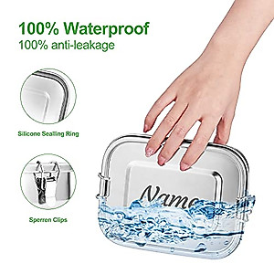 OXYEFEI Stainless Steel Bento Box, Personalized Lunch Container 3 Compartments can Hold All Kinds of Food Metal Lunch Box for Children or Adults (1800ml)