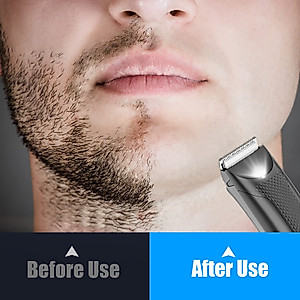 Electric Groin Hair Trimmer, Beard Trimmer for Men, Pubic Hair Trimmer with Light, Power LED Display, Standing Recharge Dock, Guide Comb, Waterproof IPX7 Body Hair Trimmer for Men, Wet and Dry Use