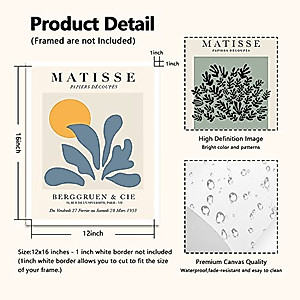 kisswen Matisse Canvas Wall Art Matisse Poster Pictures Aesthetic Henri Matisse Prints Artwork Flower Market Wall Decor (12x16inx6p-Unframed)